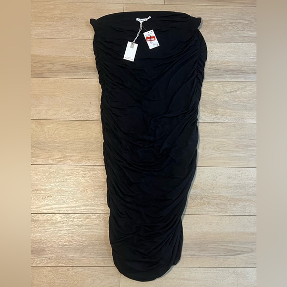 Good American | Skirts | Good American Black Ruched Midi Skirt | Poshmark